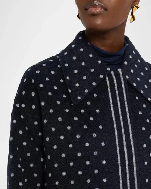 Lafayette 148 New York Oversized Reversible Polka Dot Wool Coat - Ink Multi