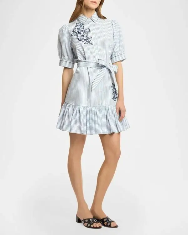 Cinq À Sept Zadie Pinstripe Floral Mini Dress - White Mult