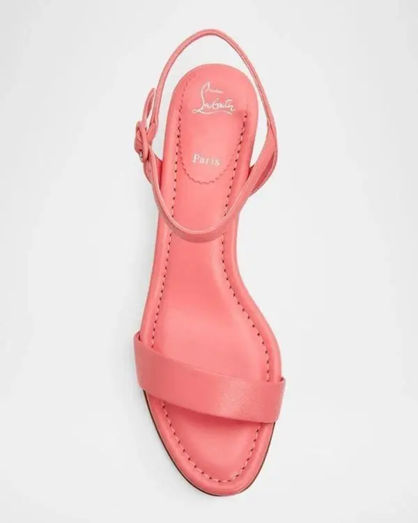 CHRISTIAN LOUBOUTIN 55mm Jane Leather Ankle-strap Sandals - Grapefruit