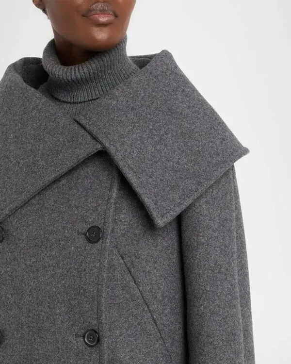 Michael Kors Portrait Wool Double-breasted Peacoat - Graphite Multi