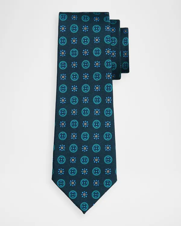 Kiton Apos;s Silk Floral Medallion 7-fold Tie
