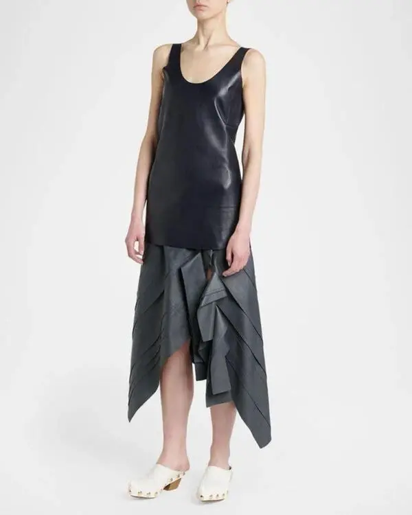 Bottega Veneta Scoop-neck Open-back Leather Tank Top