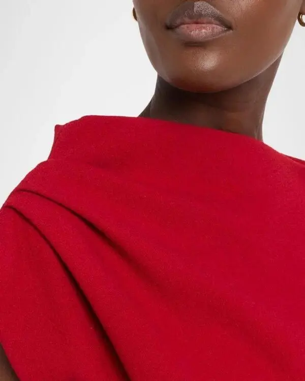 Michael Kors Draped Wool Cap-sleeve Midi Dress