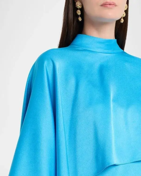 UNGARO Abigal Mock-neck Cape Gown - Azure