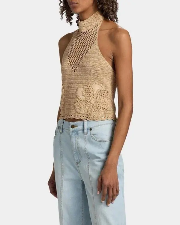 Ramy Brook Celeste Open-knit Cotton Top - Sandstone