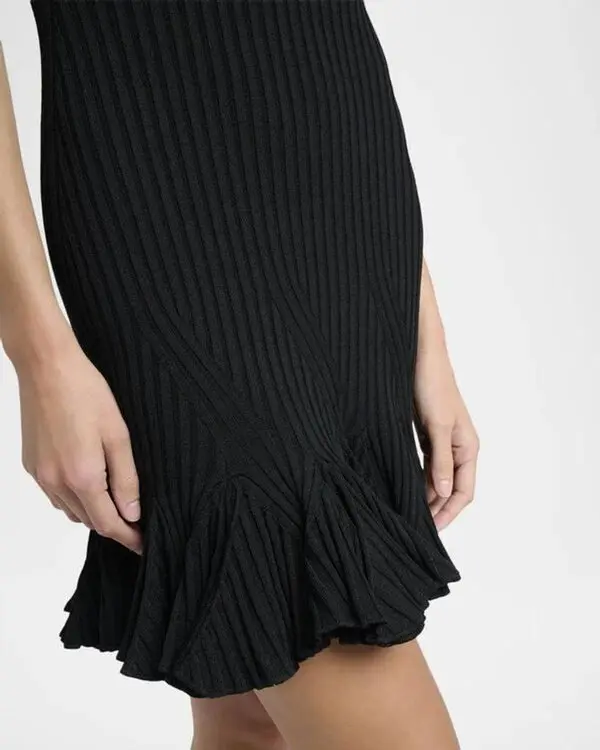 Proenza Schouler Leandra Rib Short-sleeve Mini Dress - Black