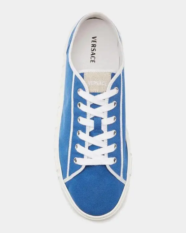 Versace Apos;s Greca Canvas Sneakers - Blue White
