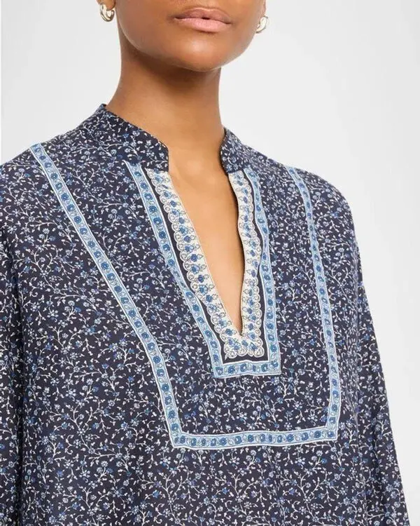 Veronica Beard Cyra Floral V-neck Blouse