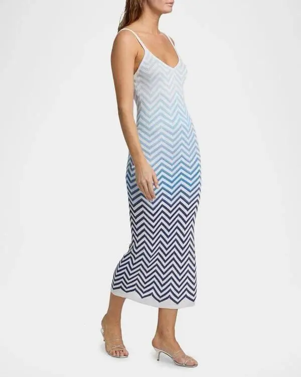MILLY Mica Gradient Zigzag Midi Cover-up Dress