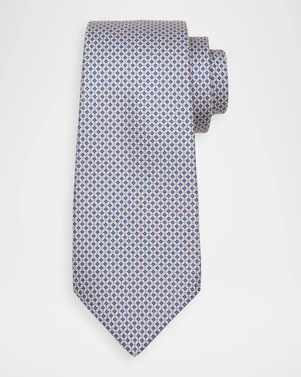 Kiton Apos;s Silk Micro-geometric 7-fold Tie