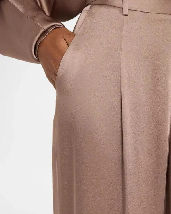 Lapointe High-rise Pleated Satin Wide-leg Pants