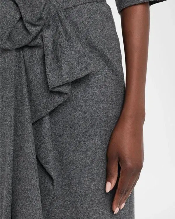Michael Kors Origami Draped Wool Midi Skirt - Graphite Multi