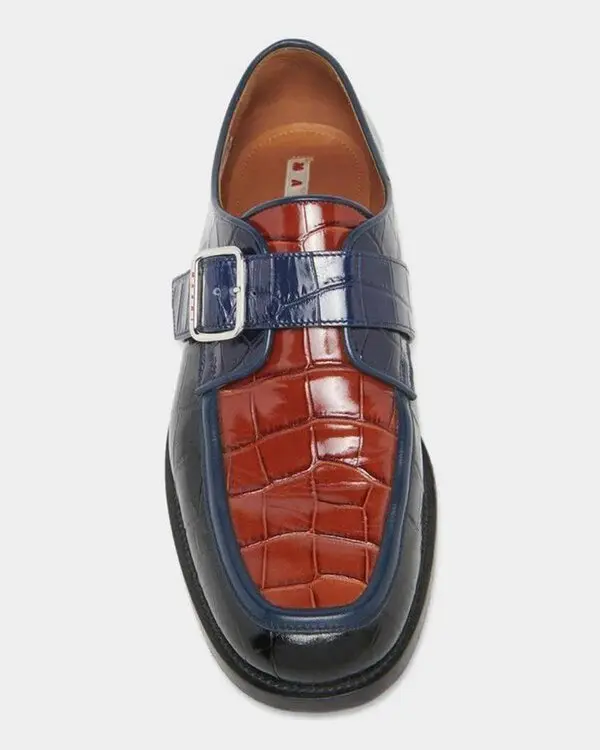 Marni Apos;s Crocodile-embossed Leather Moccasins