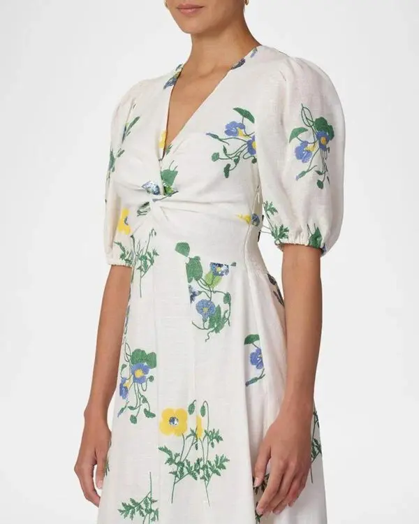 Shoshanna Dodge Printed Knot Midi Dress