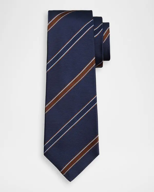 Kiton Apos;s Silk Woven Stripe 7-fold Tie