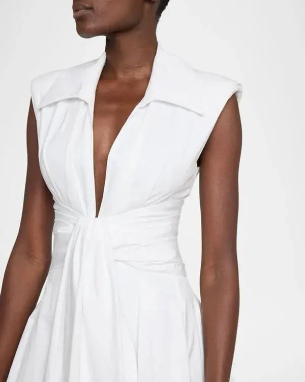 Balmain Sleeveless Cotton Flare Mini Shirtdress