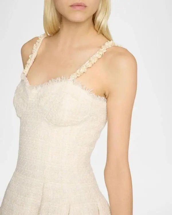 Balmain Embroidered Tweed Bustier Mini Dress - Blanc
