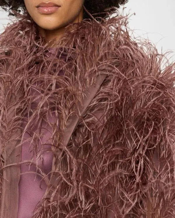 Lapointe Marbled Feathers Open Jacket - Cinder