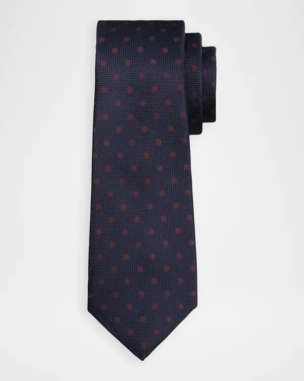 Kiton Apos;s Silk Polka-dot Jacquard 7-fold Tie