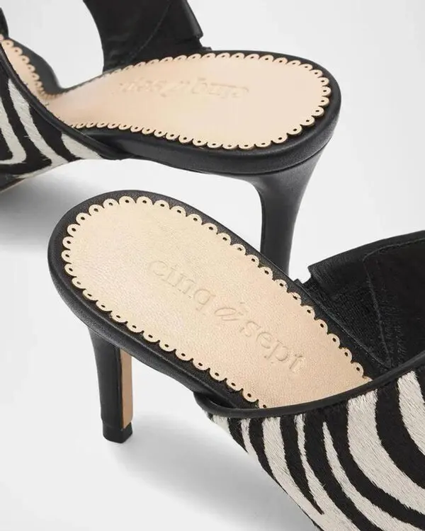 Cinq À Sept 70mm Sutton Zebra Calf Hair Sandals - Black/ivor
