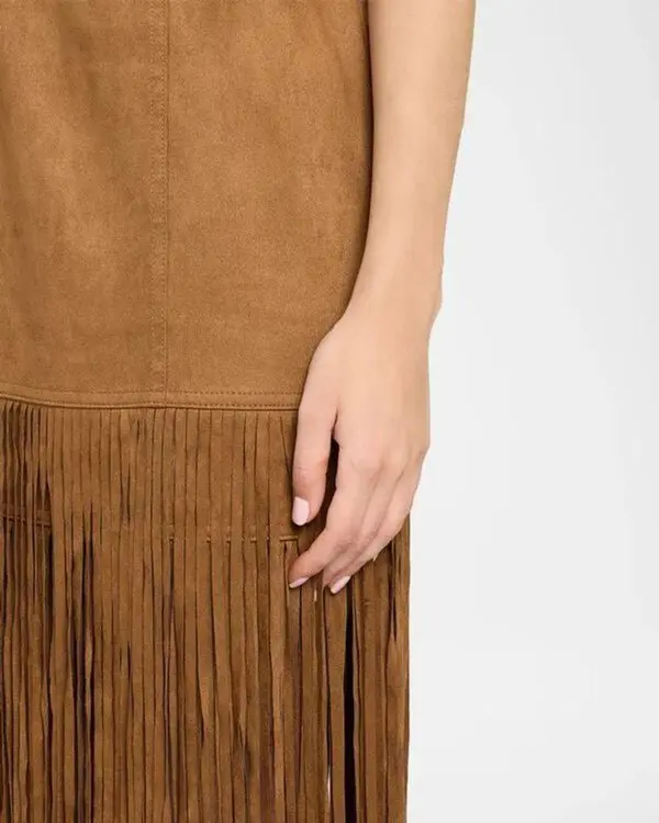 TOCCIN Esther Seamed Fringe-trim Dress