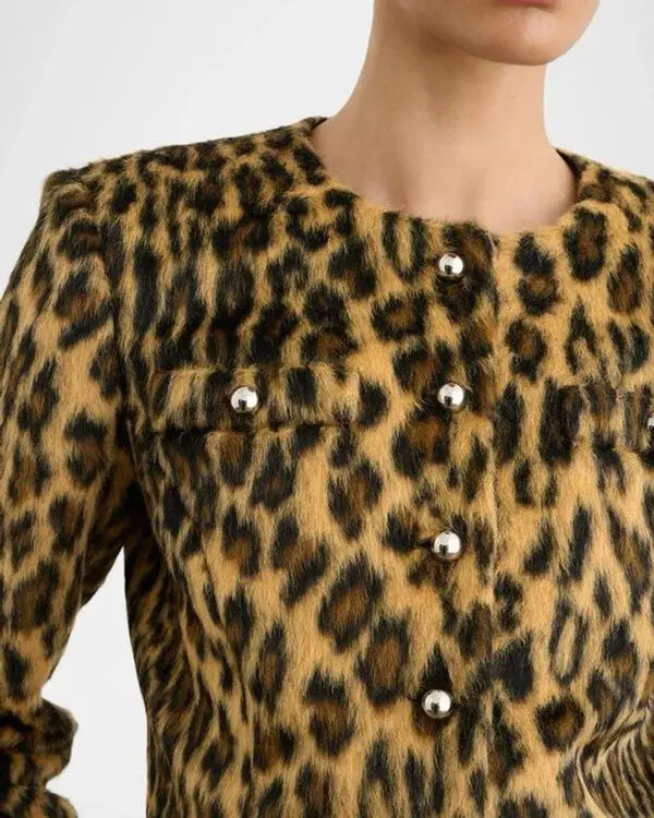 TOCCIN Aivana Leopard Faux Fur Cropped Jacket