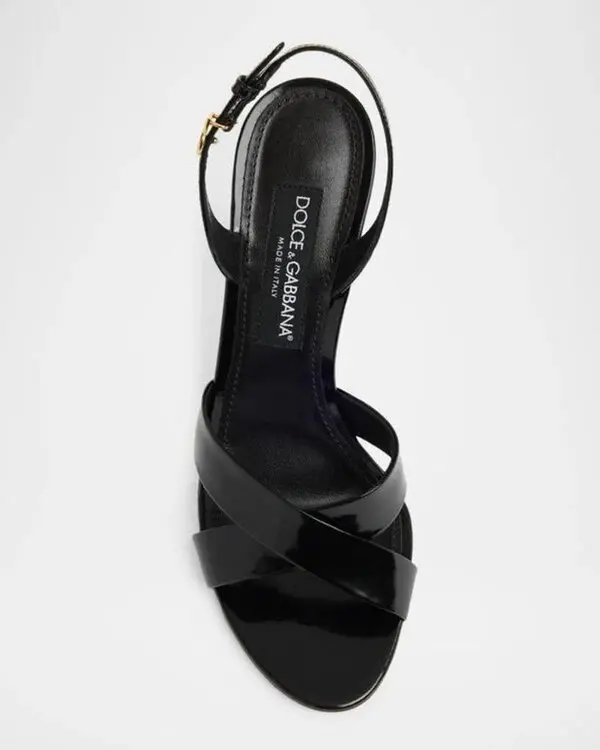Dolce & Gabbana 105mm Patent Leather Crisscross Sandals
