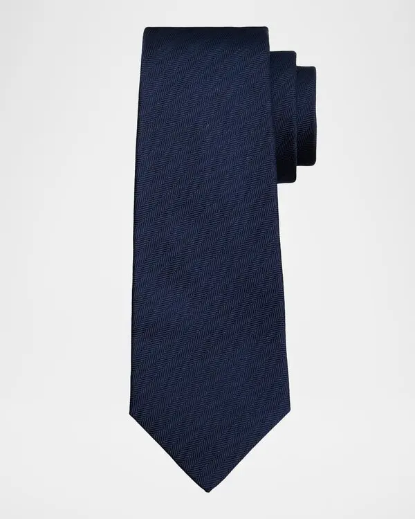 Kiton Apos;s Silk Herringbone 7-fold Tie