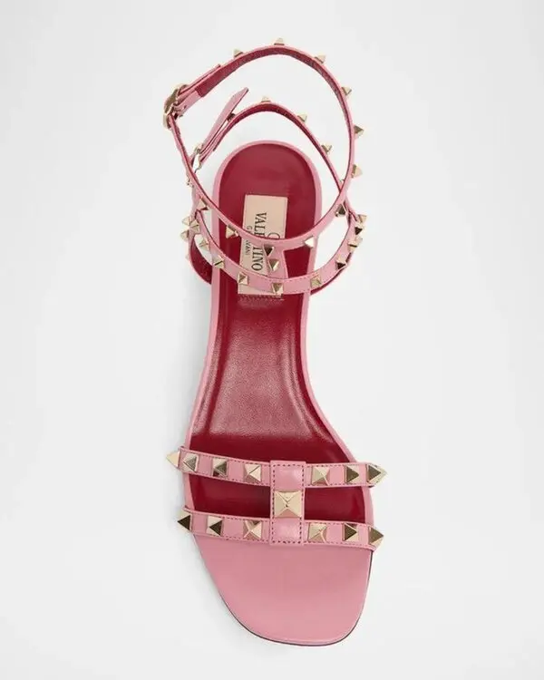 Valentino Garavani 40mm Rockstud Leather Sandals - Candy Rose