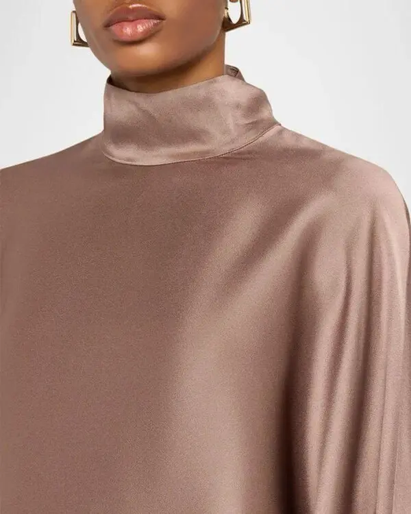Lapointe Satin Long-sleeve Caftan Crop Top