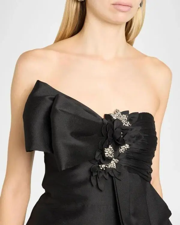 Badgley Mischka Strapless Cocktail Midi Dress