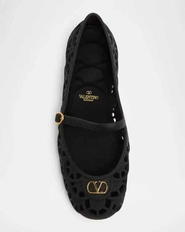 Valentino Garavani 5mm Vlogo Pvc Ballerina Flats - Nero