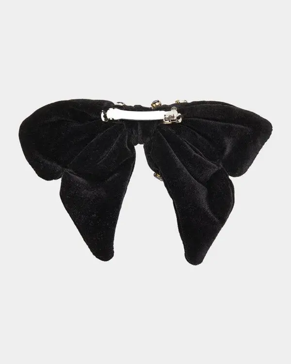 Lele Sadoughi Candy Oversized Velvet &amp; Crystal Bow Barrette - Jet