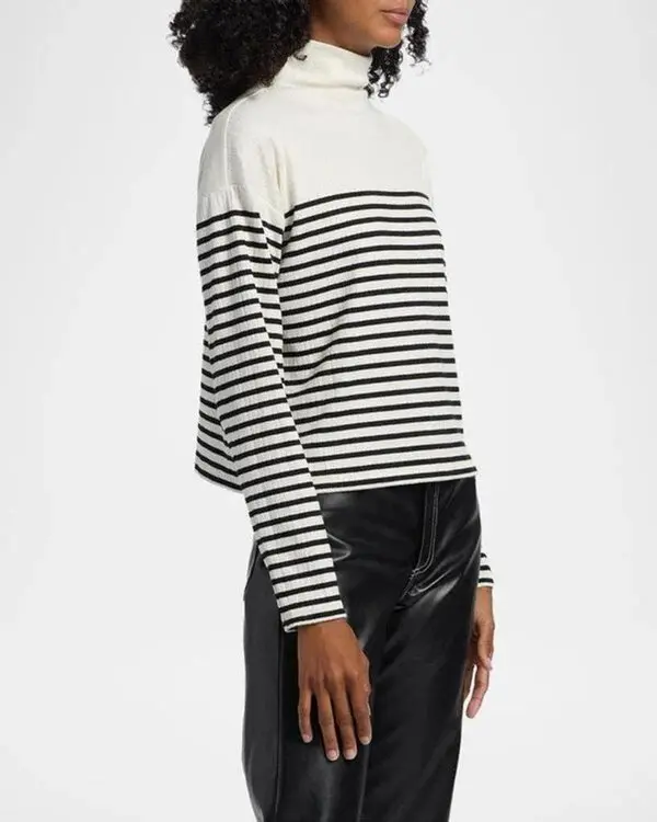 Rag & Bone The Knit Striped Turtleneck Long-sleeve Top