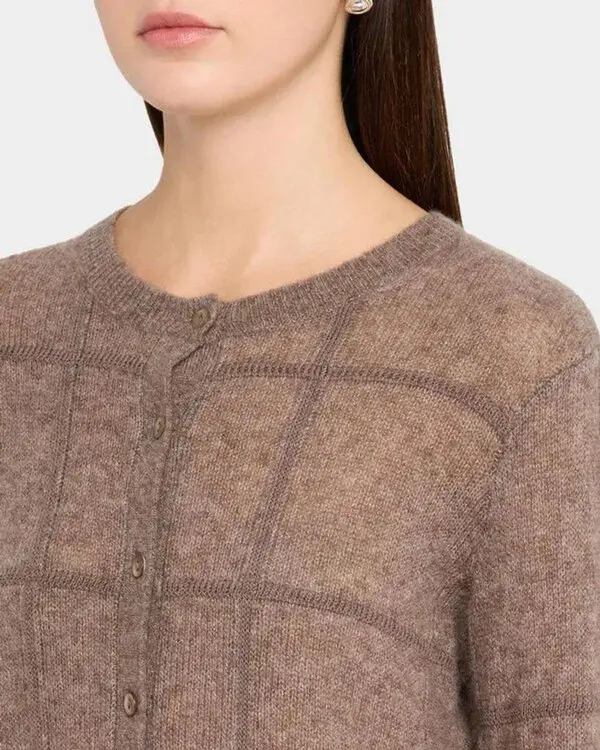 Autumn Cashmere Cashmere Windowpane Crewneck Cardigan