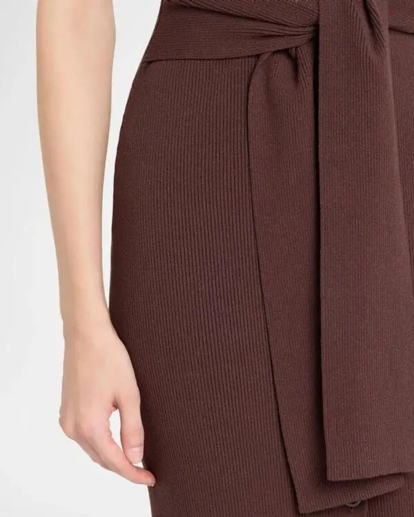 TOCCIN Agnes Ribbed Short-sleeve Midi Dress - Espresso