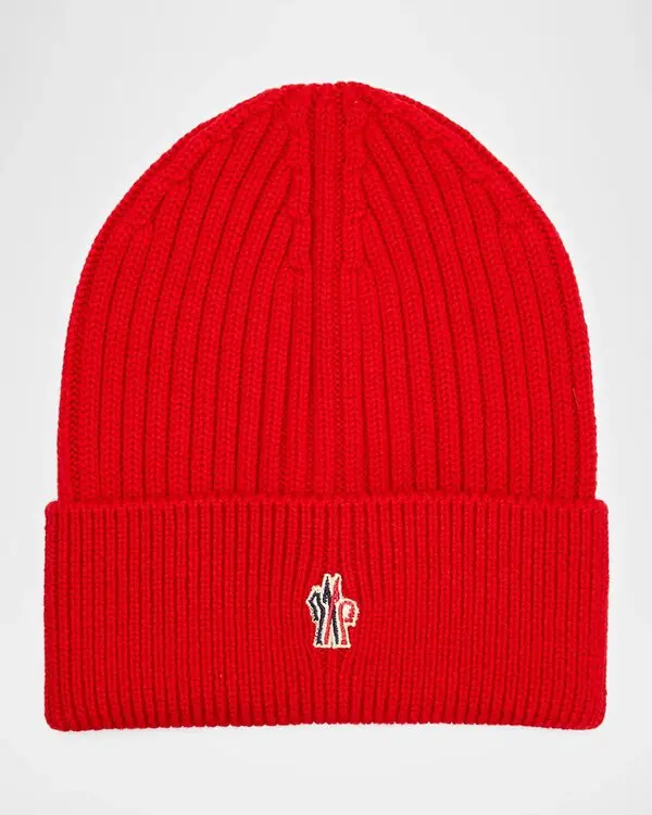 Moncler Apos;s Ribbed Virgin Wool Beanie - Red