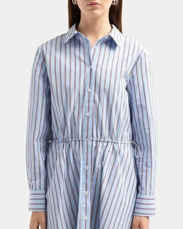 TOCCIN Kirby Long-sleeve Striped Poplin Mini Shirtdress