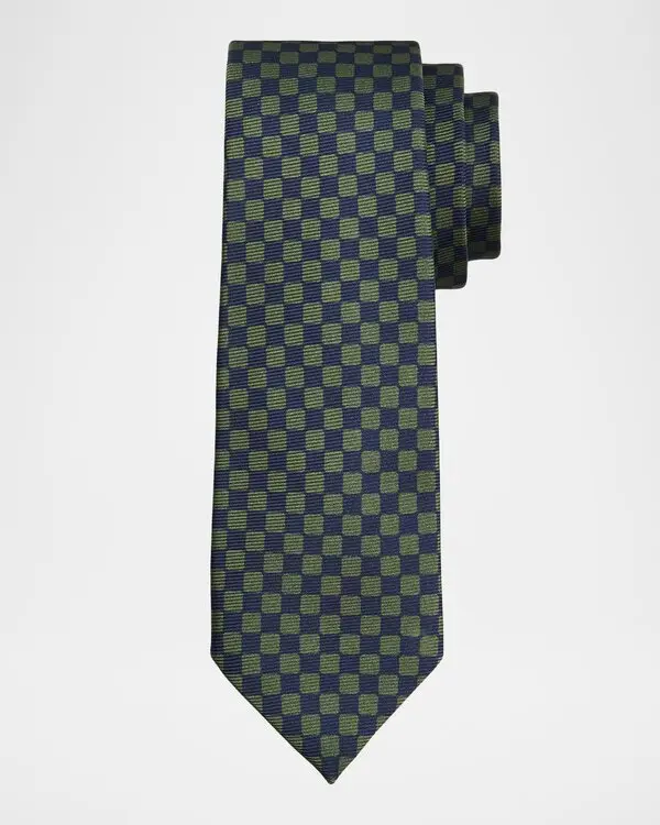 Kiton Apos;s Silk Check 7-fold Tie