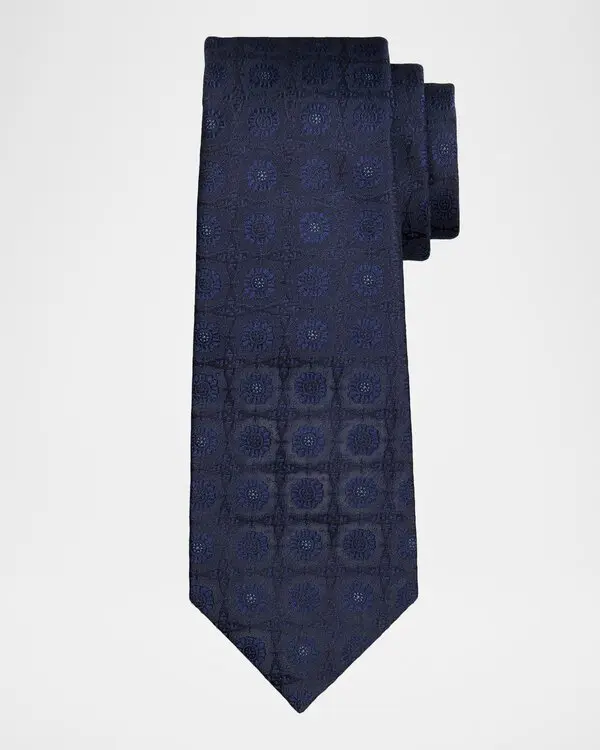 Kiton Apos;s Silk Tonal Floral Jacquard 7-fold Tie