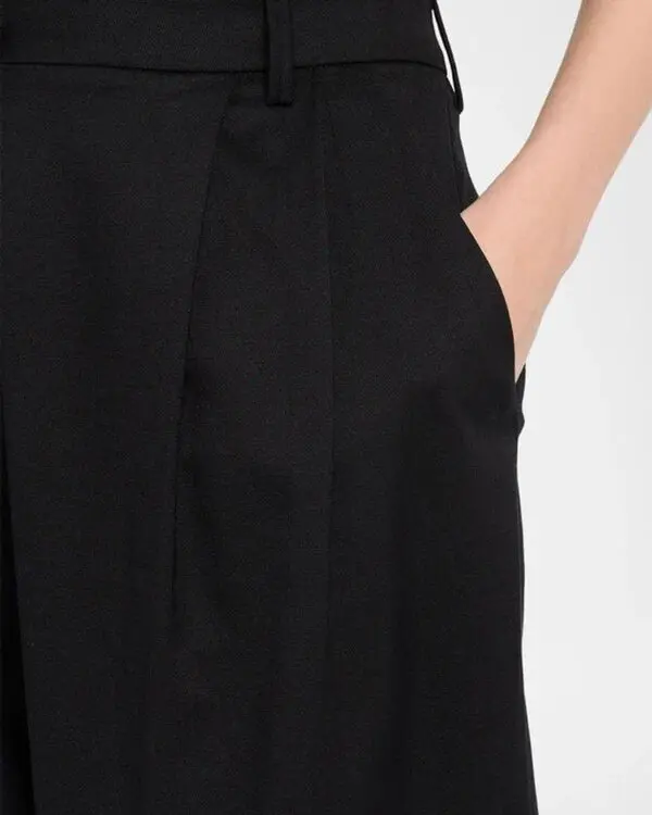 AKYN STUDIO Chiara Wool-blend Wide-leg Trousers - Black