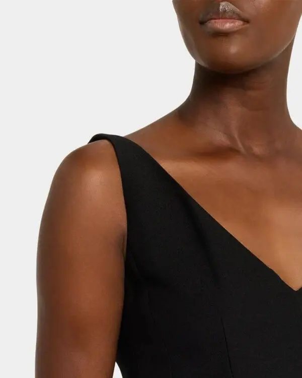 Adam Lippes Willa Sleeveless Silk Wool Midi Dress - Black
