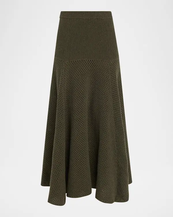 Ulla Johnson Lucia Wool Open Knit Midi Skirt