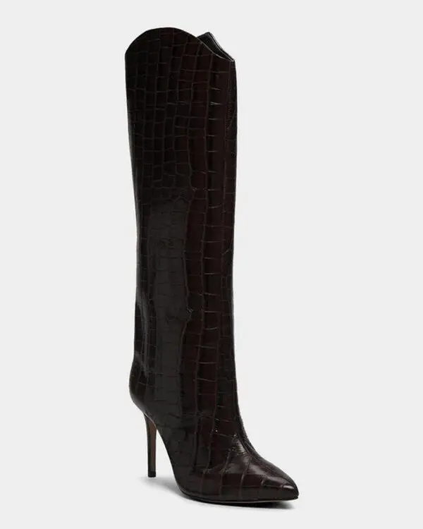 Schutz 90mm Maryana Croc-printed Leather Knee-high Boots