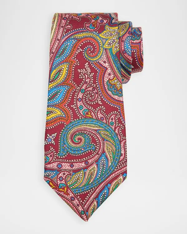 Kiton Apos;s Silk Multicolor Paisley 7-fold Tie