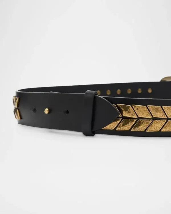 Isabel Marant Étoile Belja Metal-embellished Leather Belt - Black