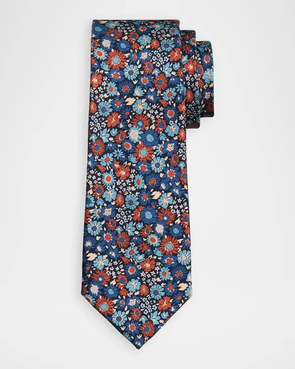 Kiton Apos;s Silk Multi-floral 7-fold Tie