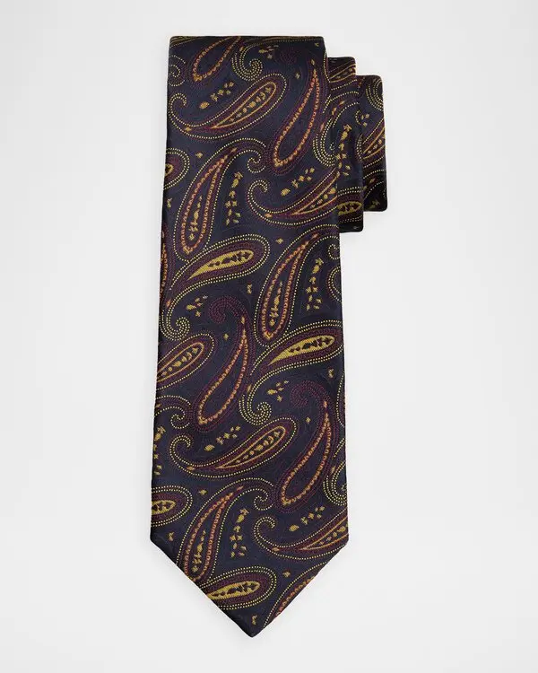 Kiton Apos;s Silk Woven Paisley 7-fold Tie