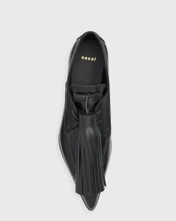 Sacai Tassel Leather Pointed-toe Moccasins - Black