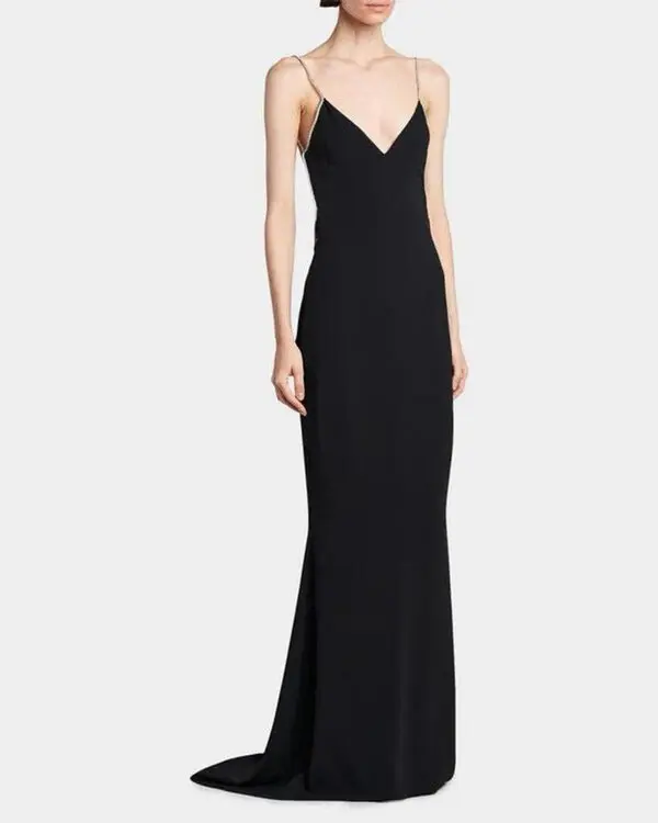 TOM FORD V-neck Open-back Trumpet Gown